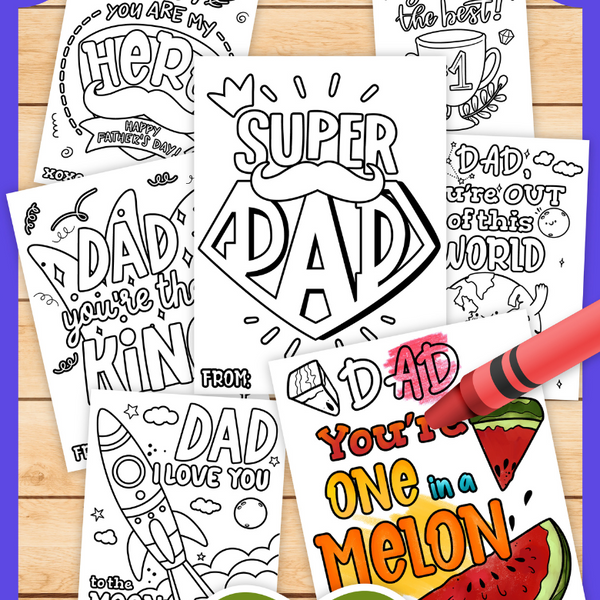Printable Father's Day Coloring Cards – Messy Little Monster Shop