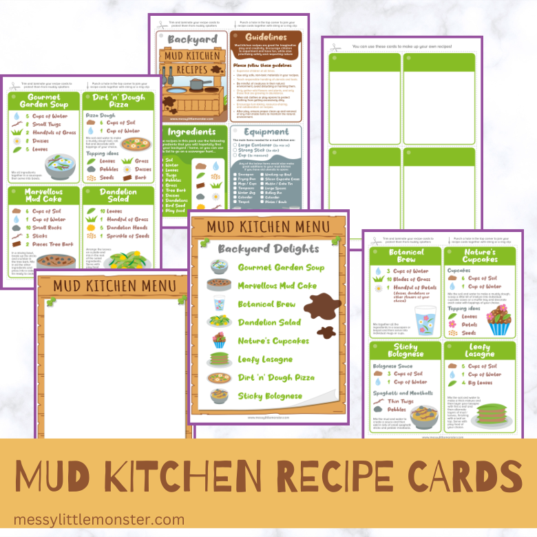 Mud Kitchen Recipe Cards – Messy Little Monster Shop