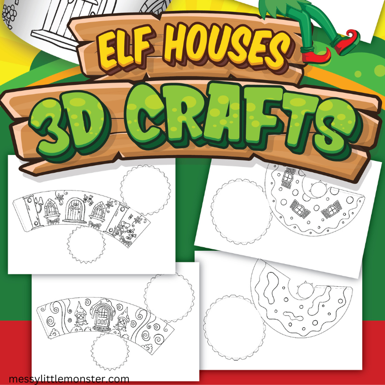 Paper Elf House Template – Messy Little Monster Shop