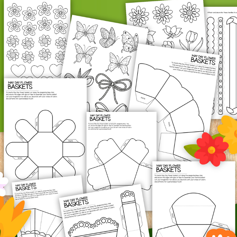 Printable Flower Basket Template – Messy Little Monster Shop
