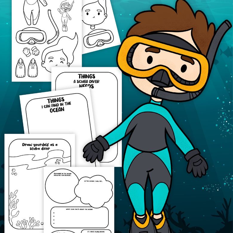 Printable Scuba Diver Craft – Messy Little Monster Shop