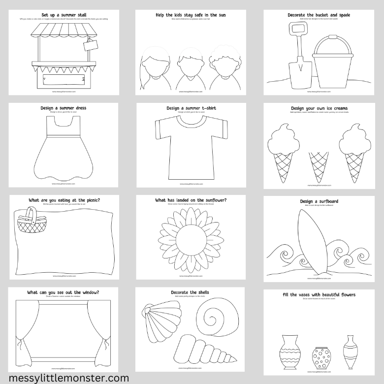 Summer Drawing Prompts - Drawing Ideas for Kids – Messy Little Monster Shop