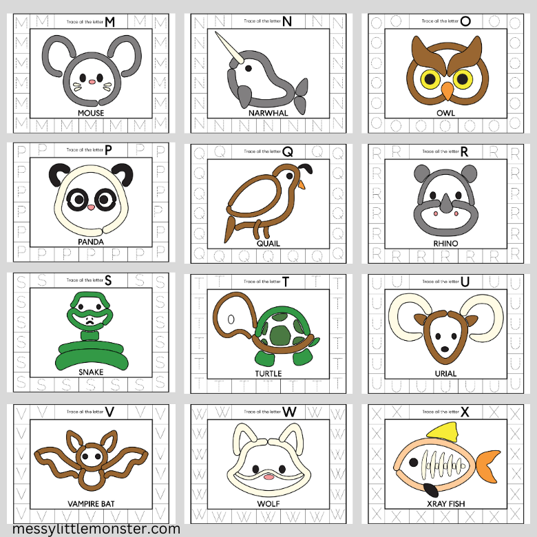 Zoo Animal Alphabet Playdough Mats – Messy Little Monster Shop