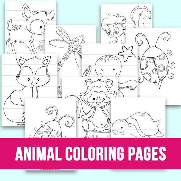 Animal Coloring Pages Bundle – Messy Little Monster Shop