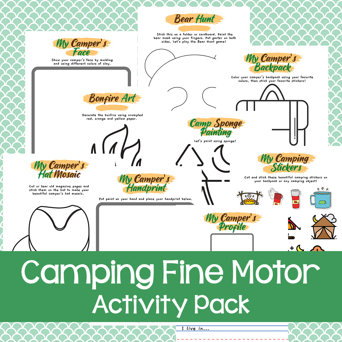 Fine Motor Activities for Little Campers Activity Pack – Messy Little ...
