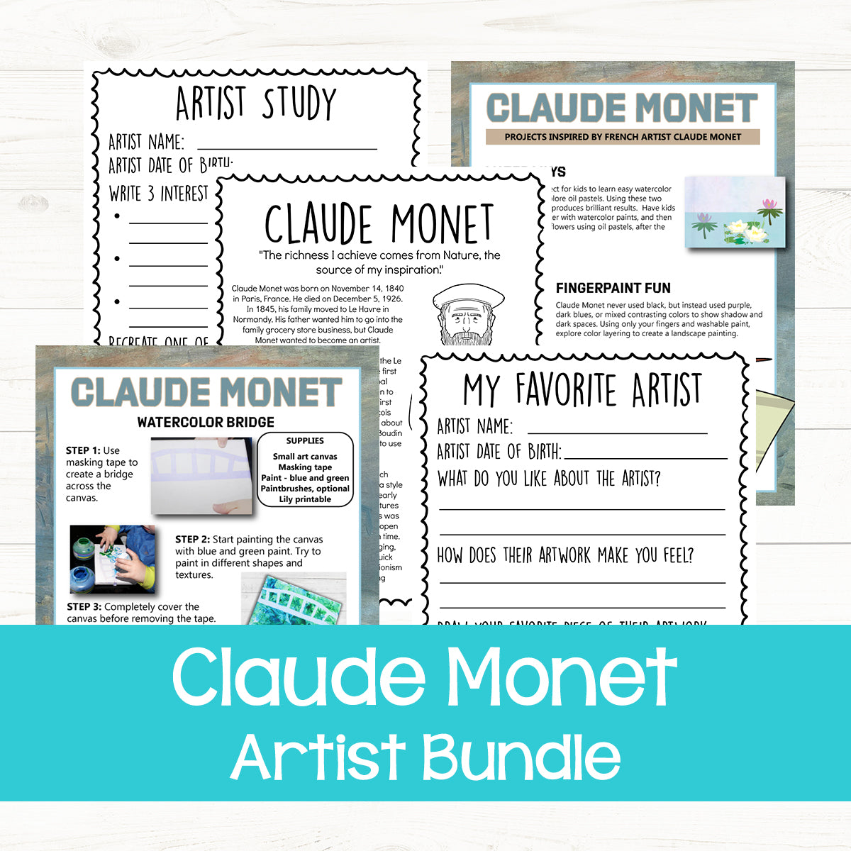 Claude Monet for Kids - Famous Artist Bundle – Messy Little Monster Shop