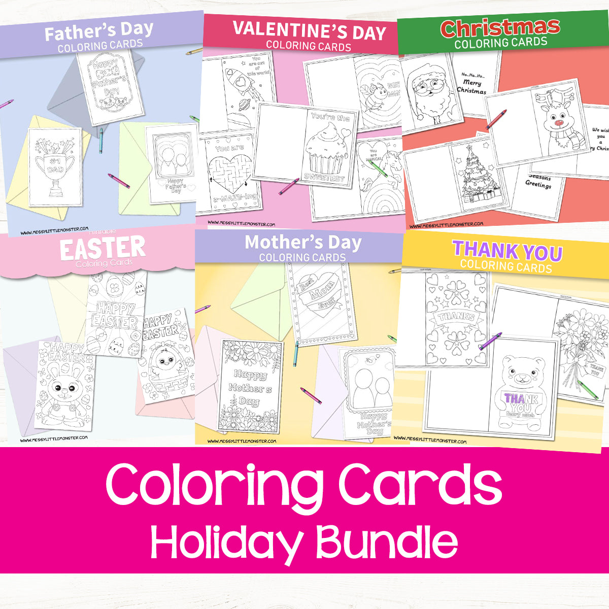 Coloring Cards Holiday Bundle – Messy Little Monster Shop