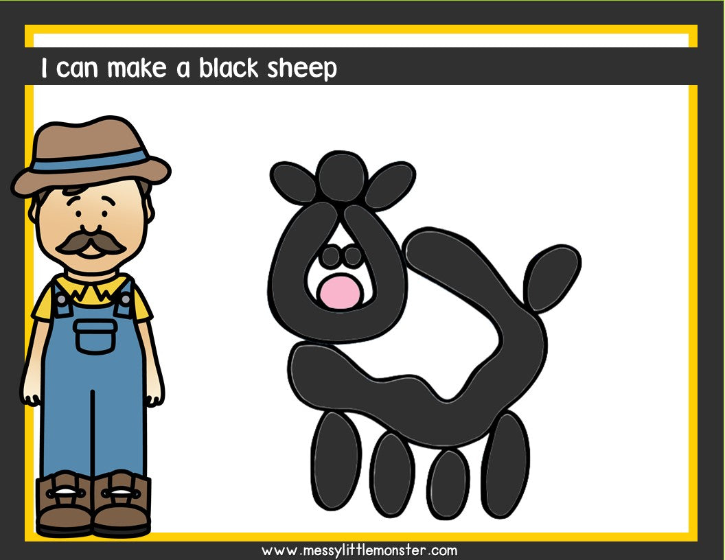Baa Baa Black Sheep Nursery Rhyme Playdough Mats – Messy Little Monster ...