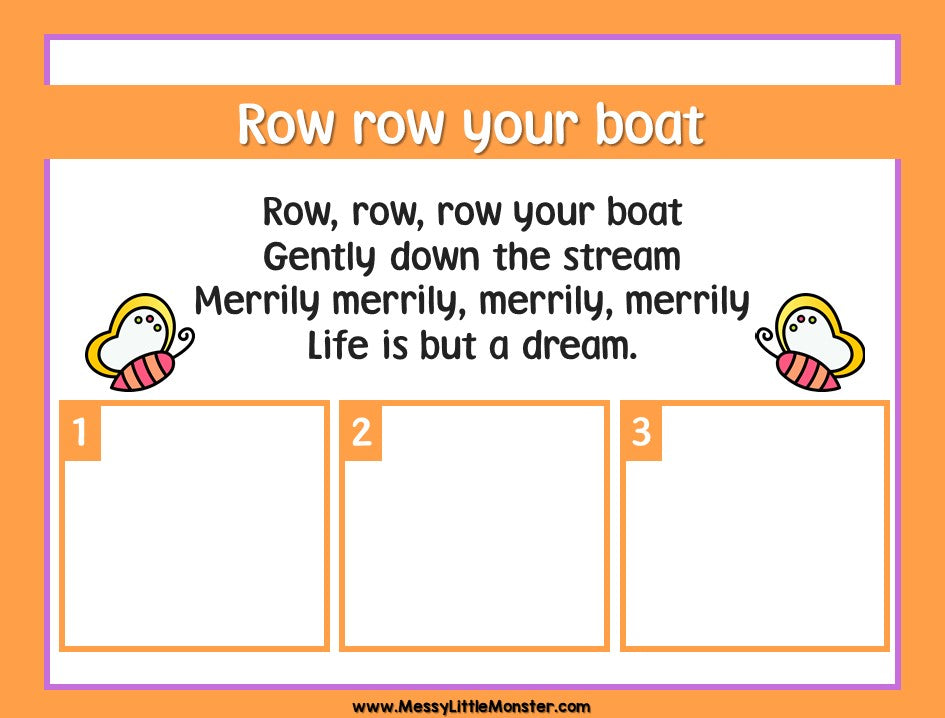 Row Row Your Boat - Nursery Rhyme Sequencing Activity – Messy Little ...