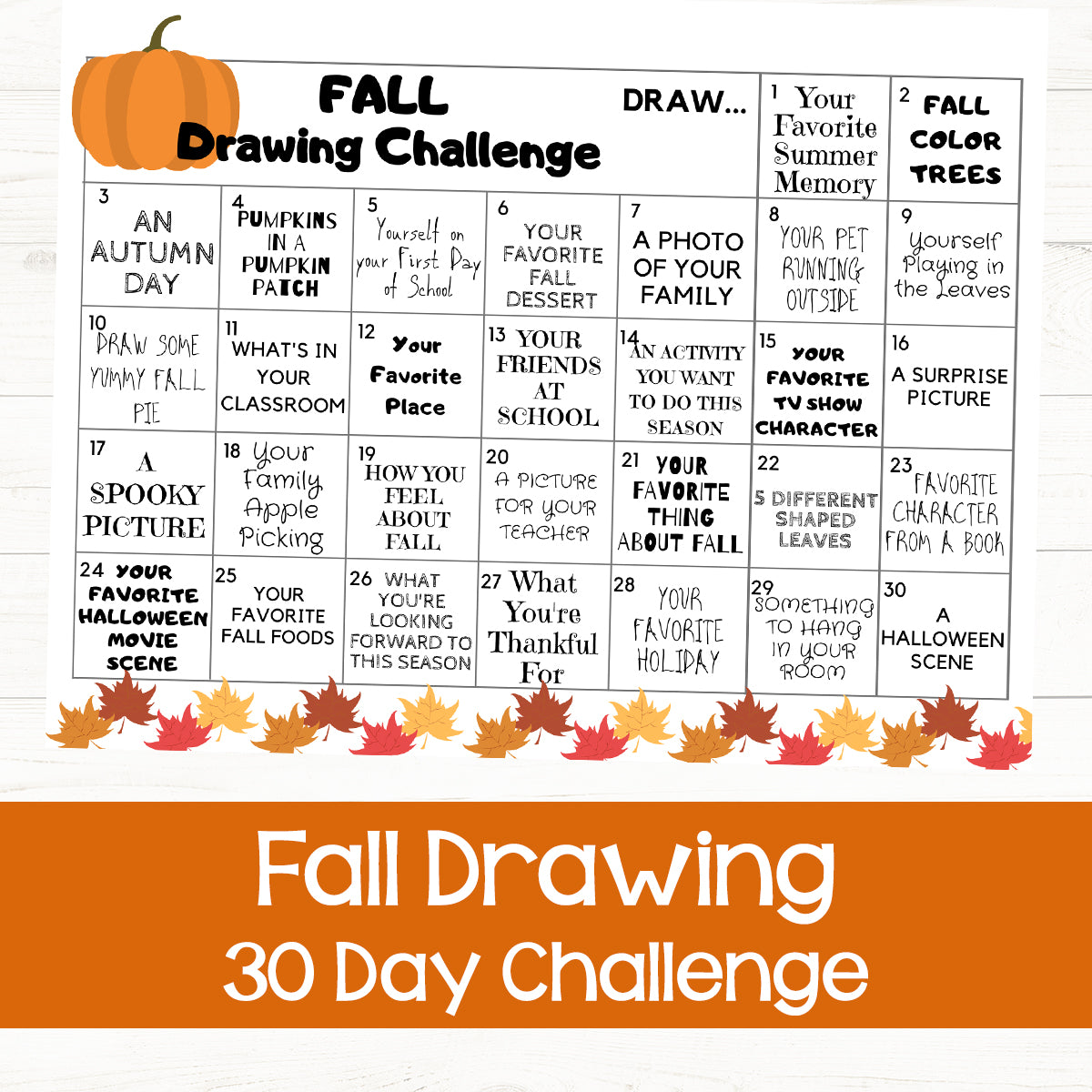 Fall Drawing Challenge – Messy Little Monster Shop