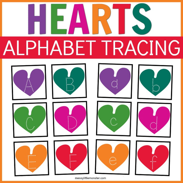 Heart Alphabet Tracing Cards – Messy Little Monster Shop