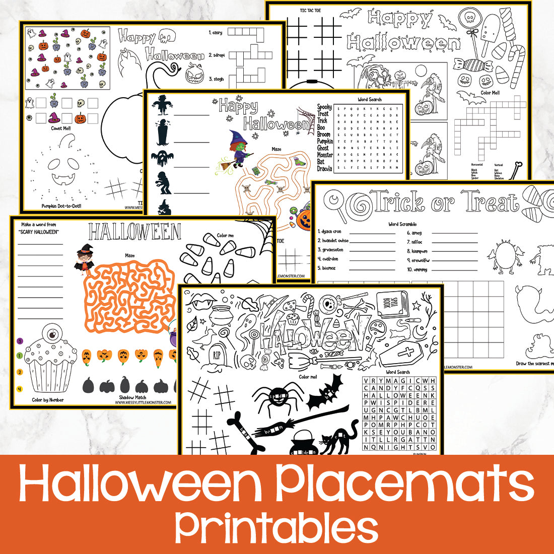 Printable Placemats for Kids - Halloween – Messy Little Monster Shop