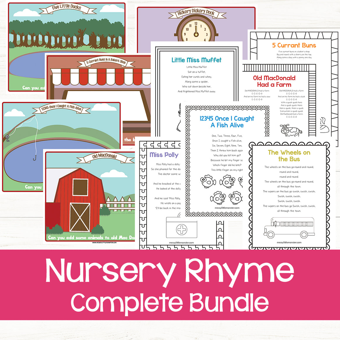 Nursery Rhyme BUNDLE - 17 Nursery Rhyme Posters & Play Dough Mats ...
