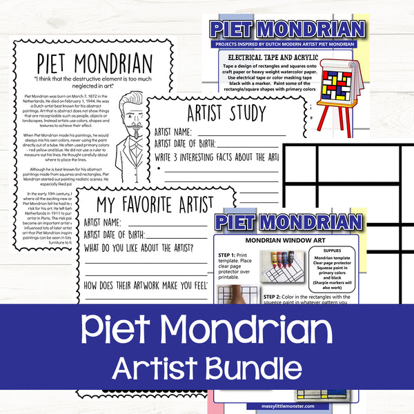 Piet Mondrian for Kids - Famous Artist Bundle – Messy Little Monster Shop