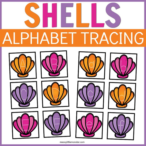 Shell Alphabet Tracing Cards – Messy Little Monster Shop