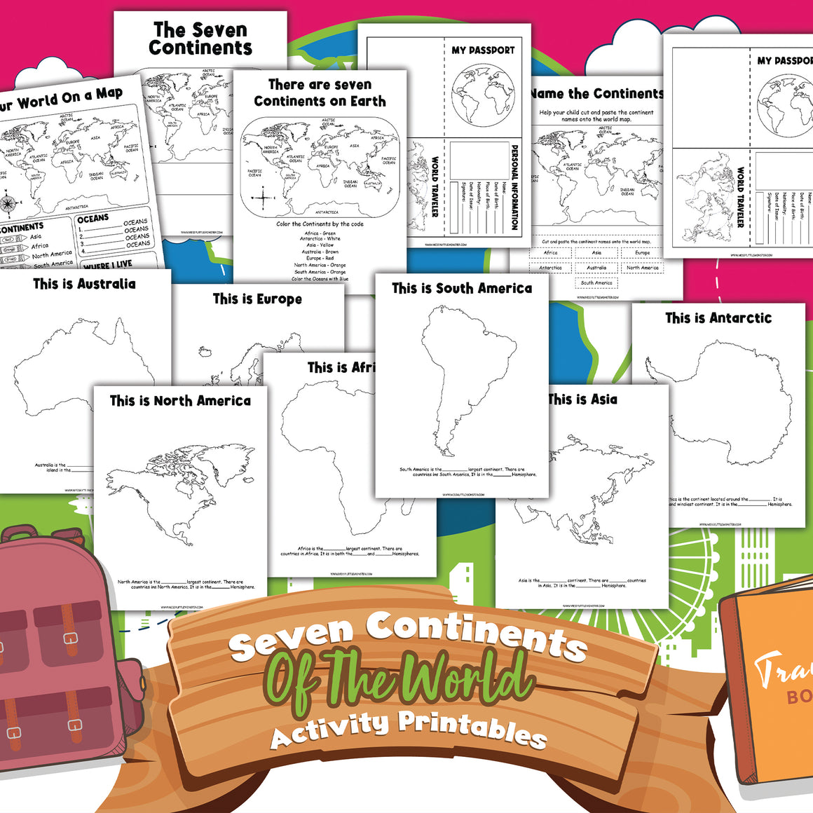 Seven Continents Activity Pack – Messy Little Monster Shop