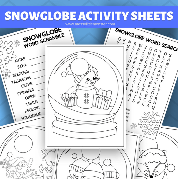 Snow Globe Coloring Pages – Messy Little Monster Shop