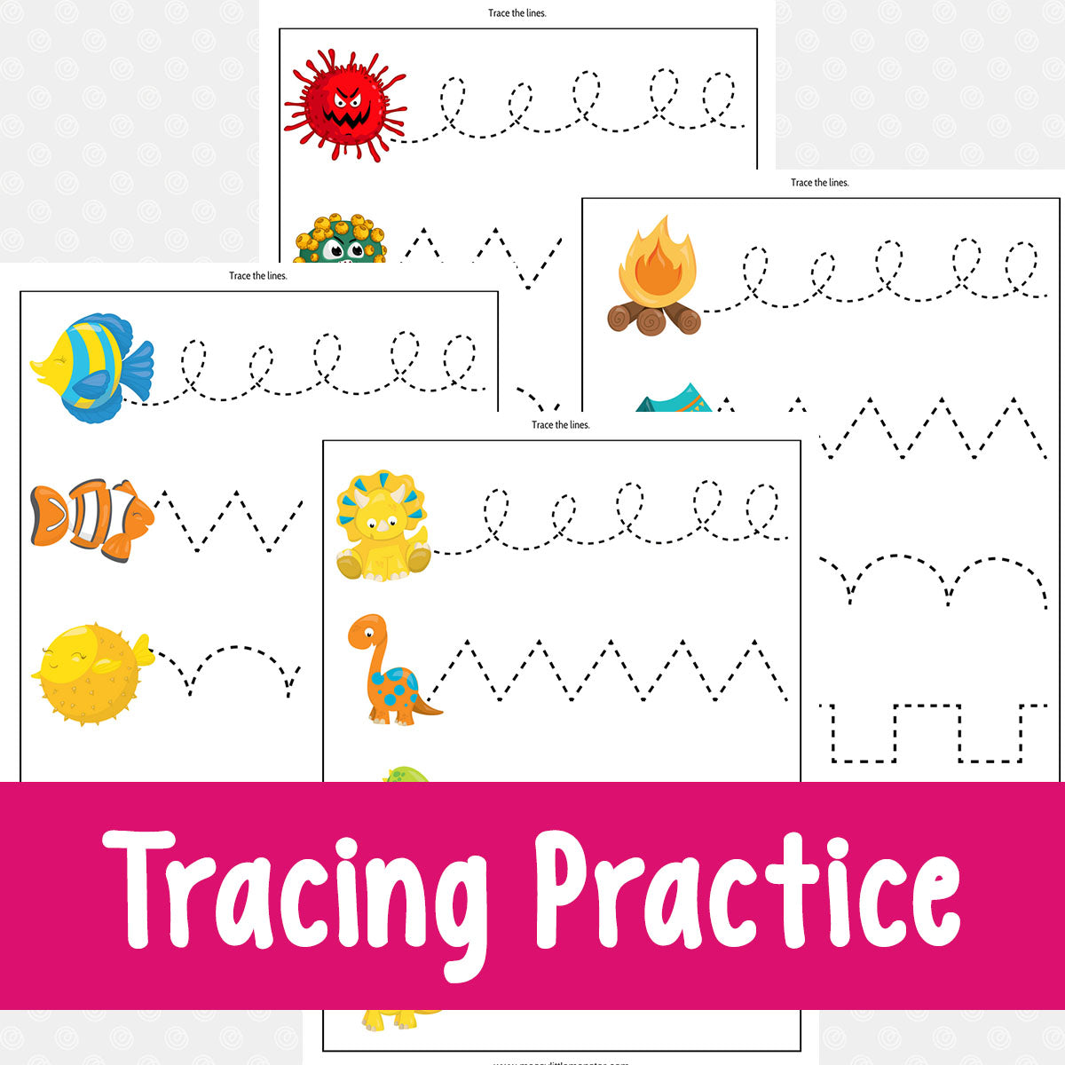 Tracing Practice Worksheets – Messy Little Monster Shop