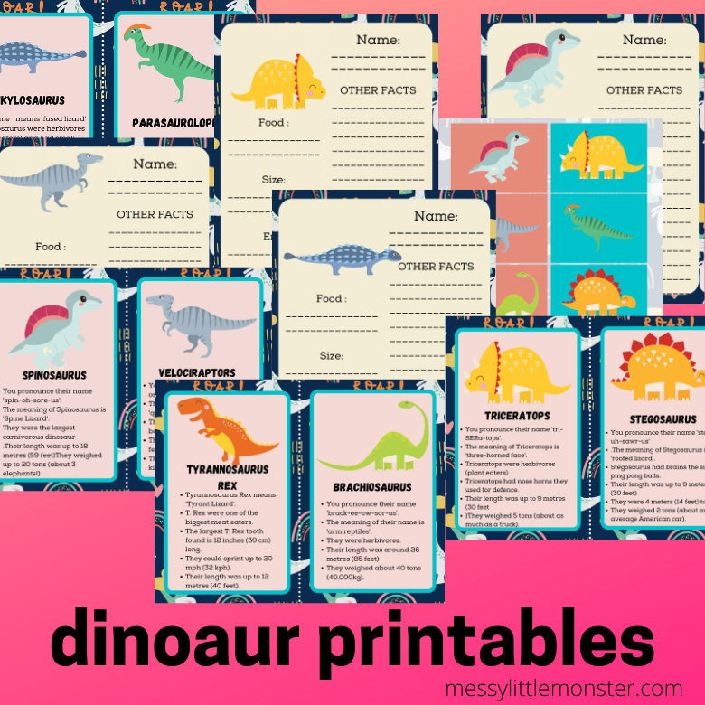 Dinosaur Information Printables – Messy Little Monster Shop