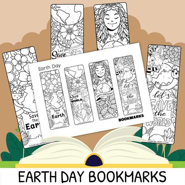 Printable Earth Day Bookmarks to Colour – Messy Little Monster Shop