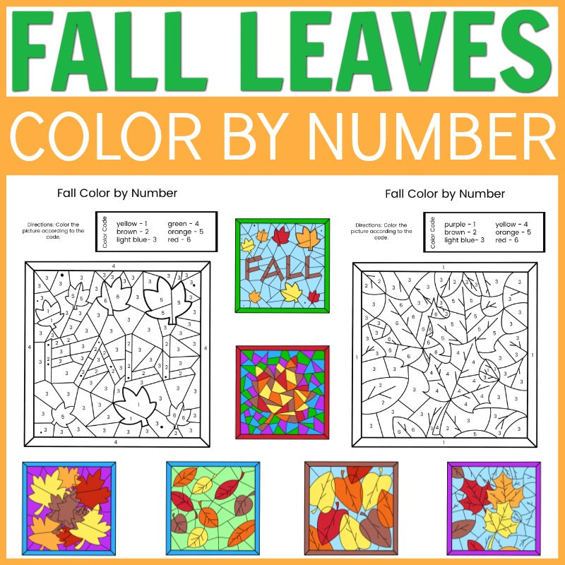 Fall Leaves Color by Number Sheets – Messy Little Monster Shop