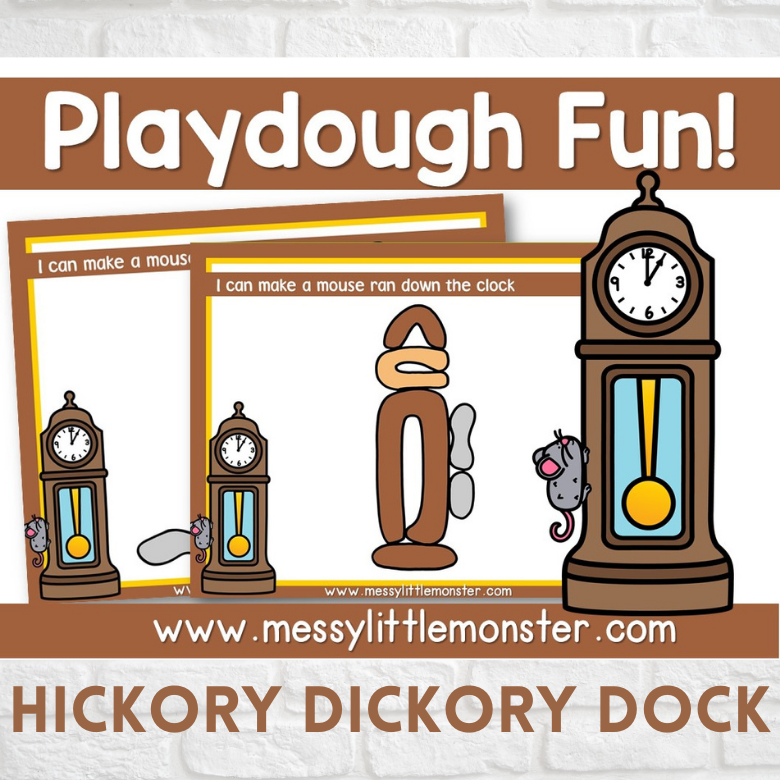 Hickory Dickory Dock Nursery Rhyme Playdough Mats – Messy Little ...