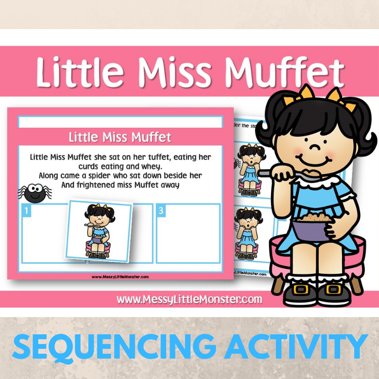 Little Miss Muffet - Nursery Rhyme Sequencing Activity – Messy Little ...