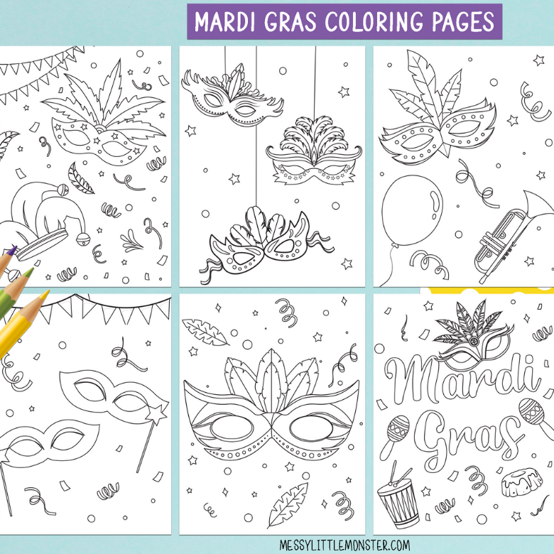 Mardi Gras Coloring Pages – Messy Little Monster Shop