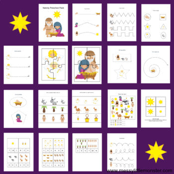 Nativity Fine Motor Worksheets – Messy Little Monster Shop