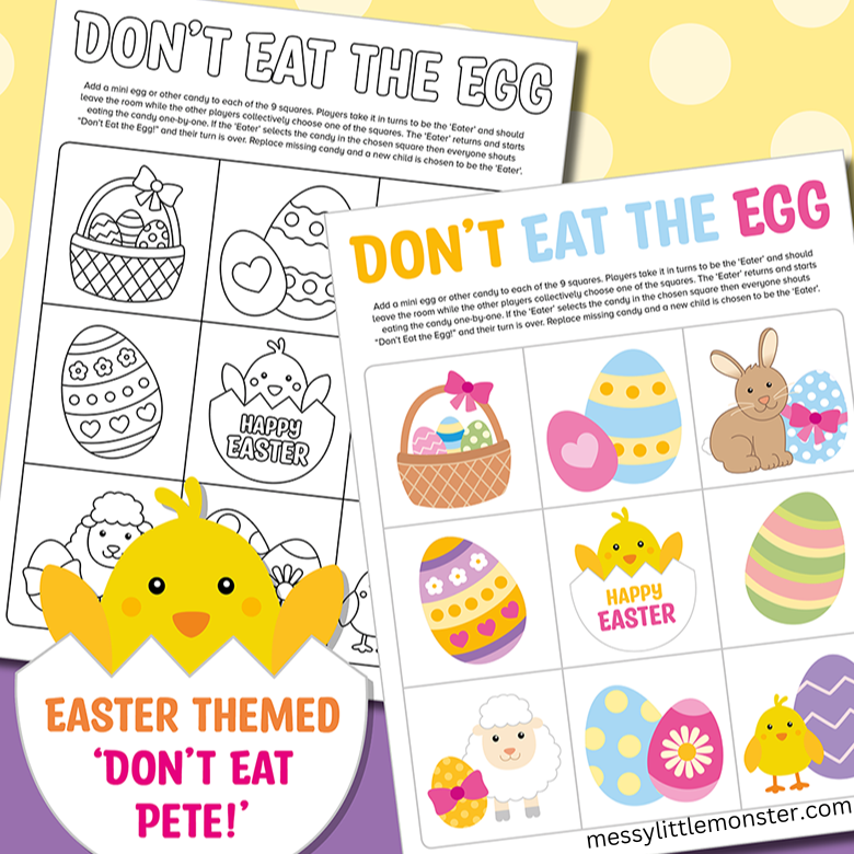 Printable Easter Game -Don't Eat the Egg – Messy Little Monster Shop