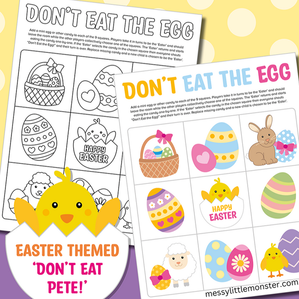 Printable Easter Game -Don't Eat the Egg – Messy Little Monster Shop