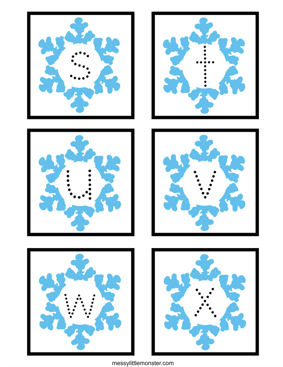 Snowflake Alphabet Tracing Cards – Messy Little Monster Shop