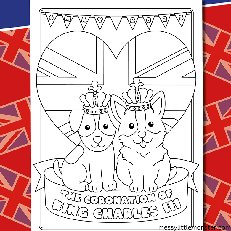 King Charles III Coronation Colouring Page – Messy Little Monster Shop