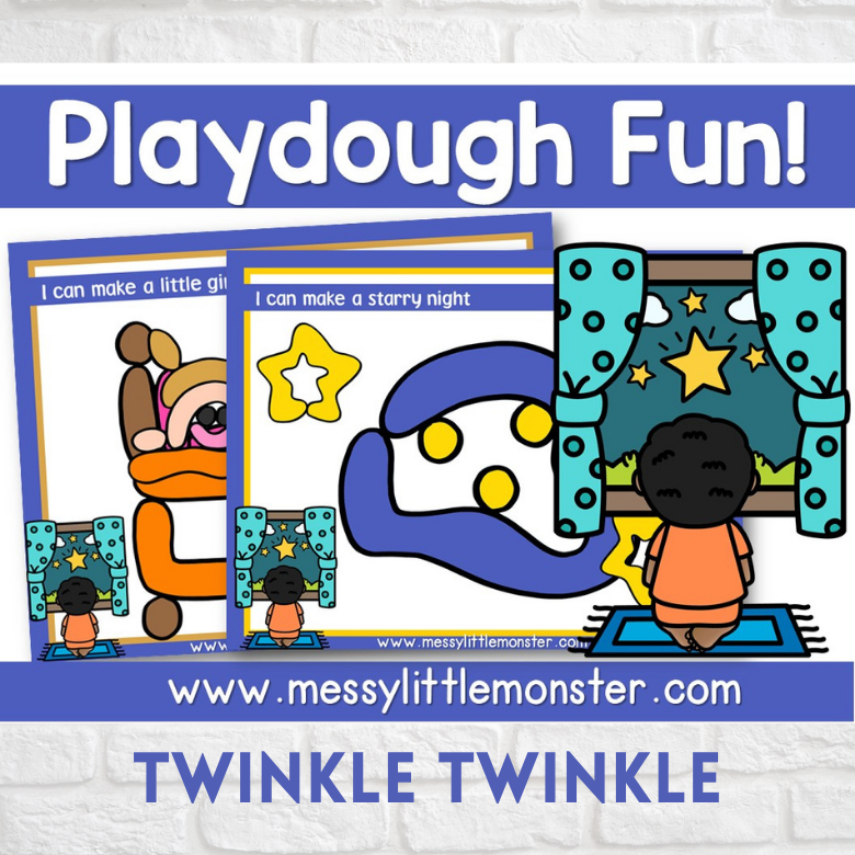 Twinkle Twinkle Little Star Nursery Rhyme Playdough Mats – Messy Little ...